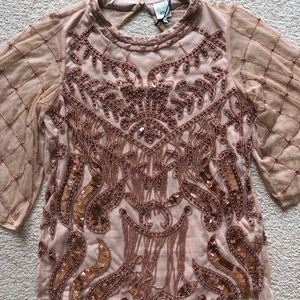 River Island | Tops | River Island Rose Gold Sequin Beaded Embellished ...